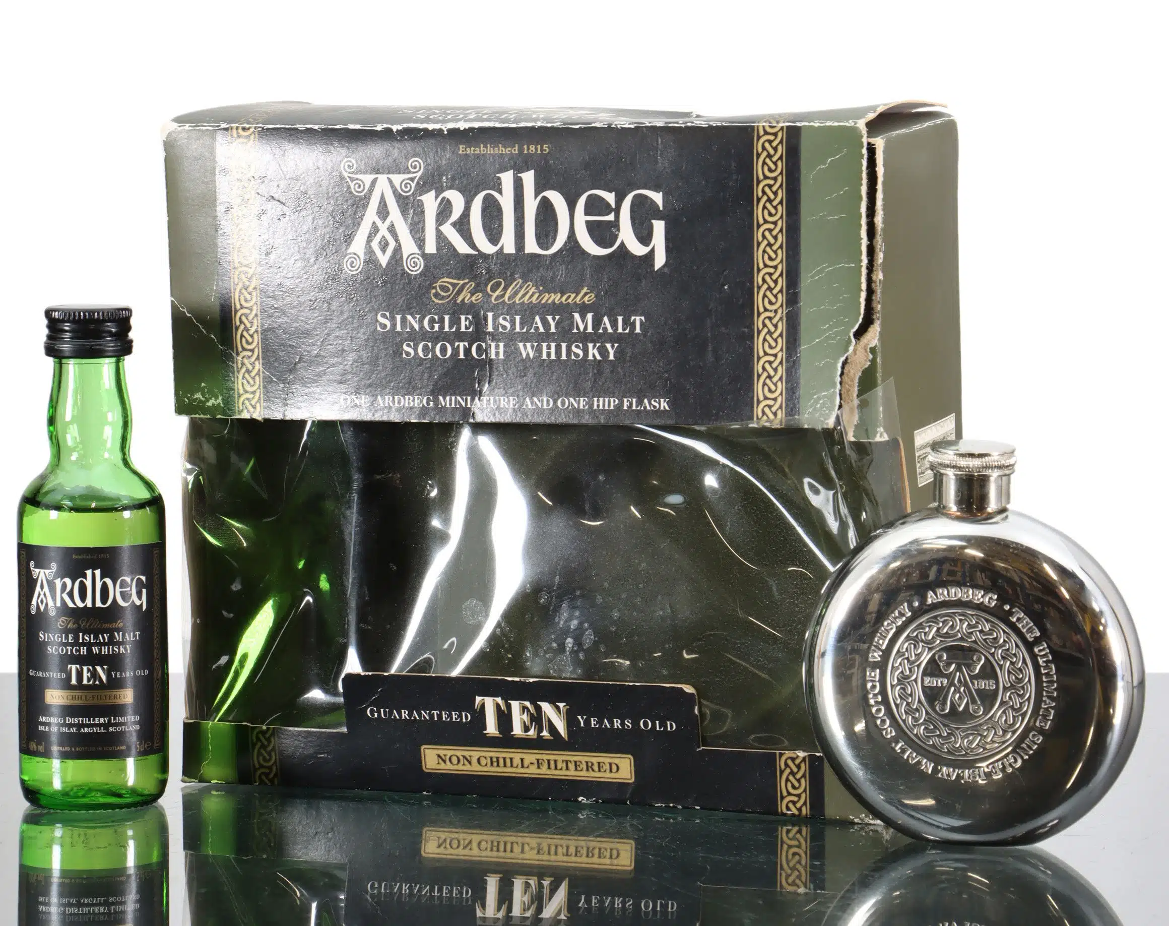 Ardbeg 10 Years Old Miniature & Hip Flask Whisky | Just Whisky Auction