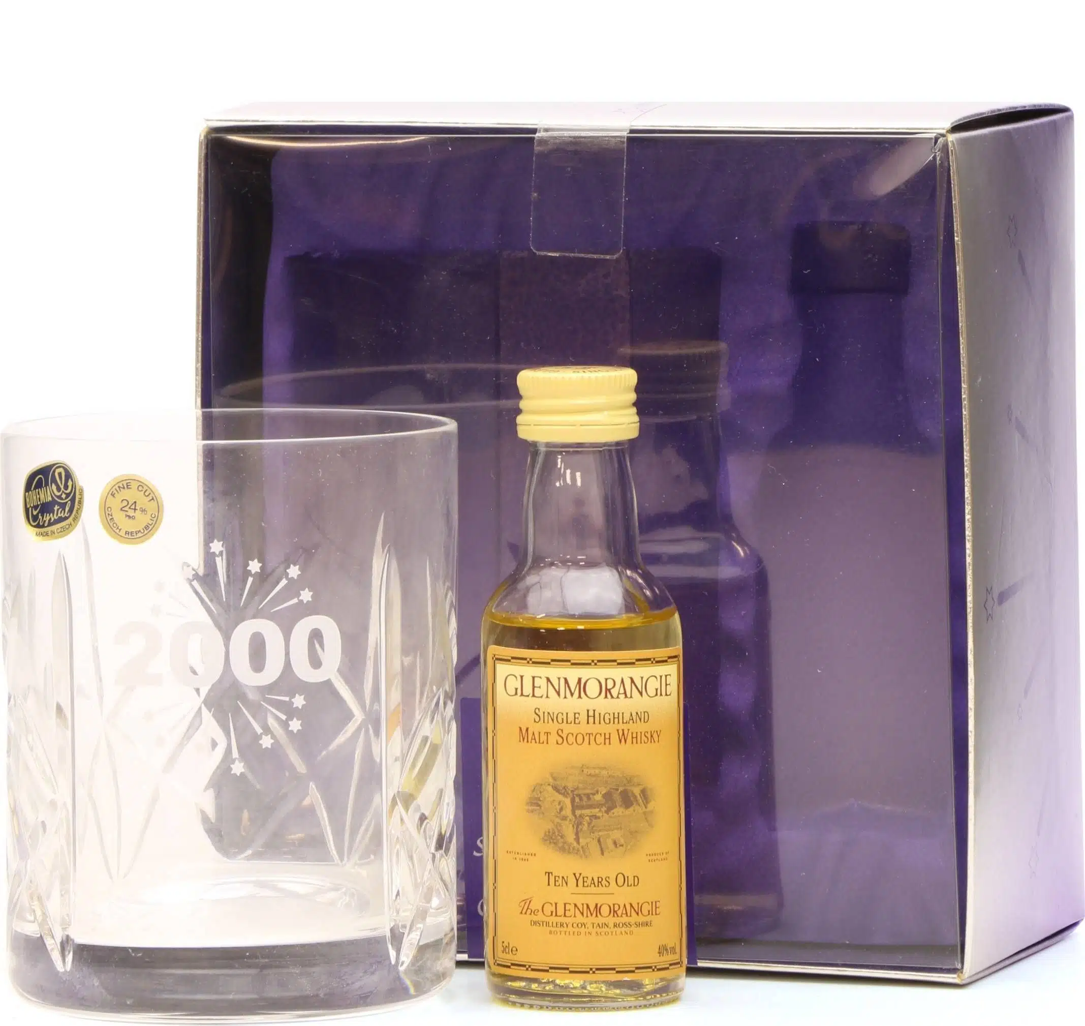 Glenmorangie 10 Years Old Miniature & Millennium Crystal Tumbler Whisky ...
