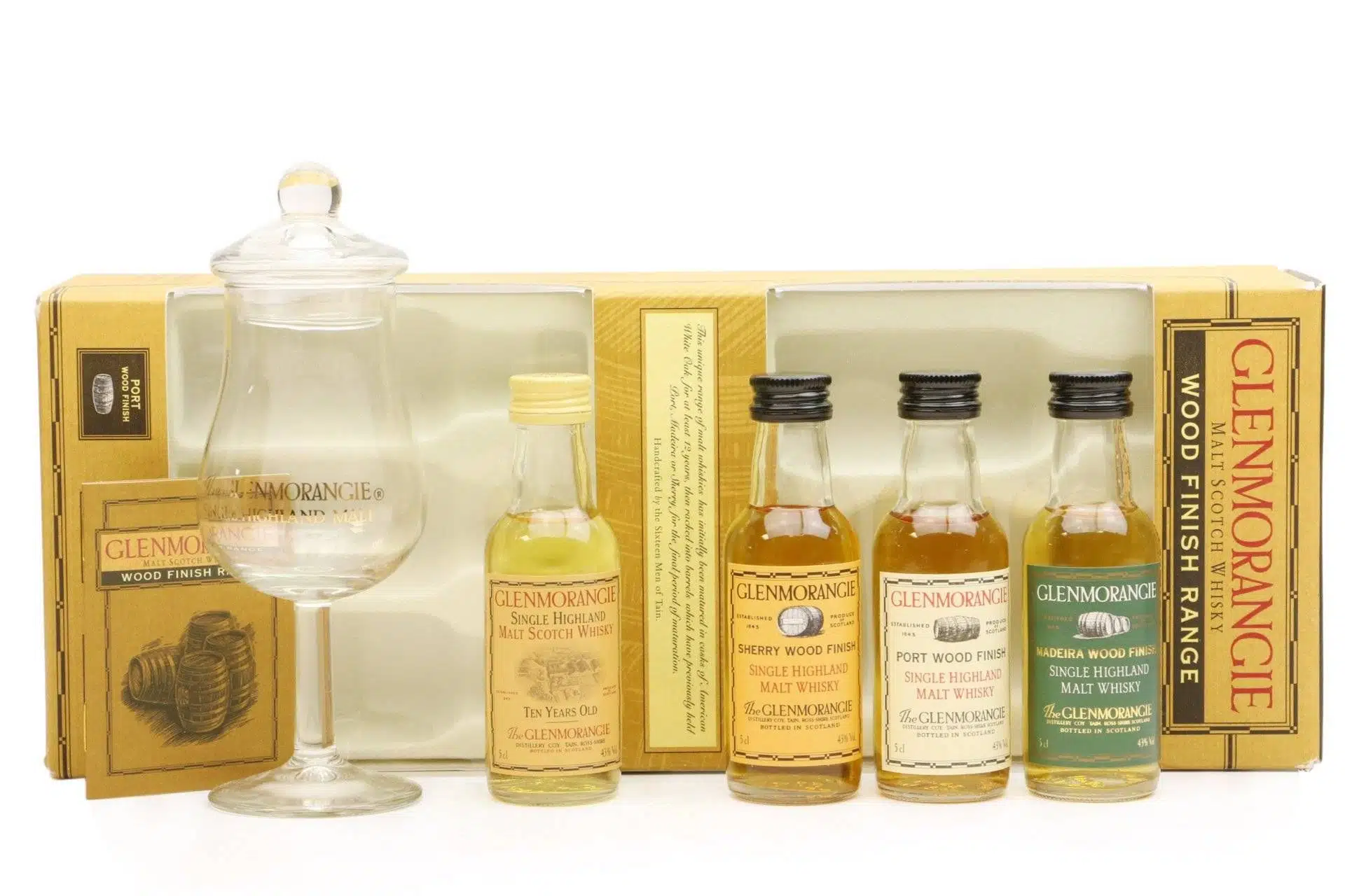 Glenmorangie Wood Finish Range Miniatures x4 & Nosing Glass Set Whisky ...
